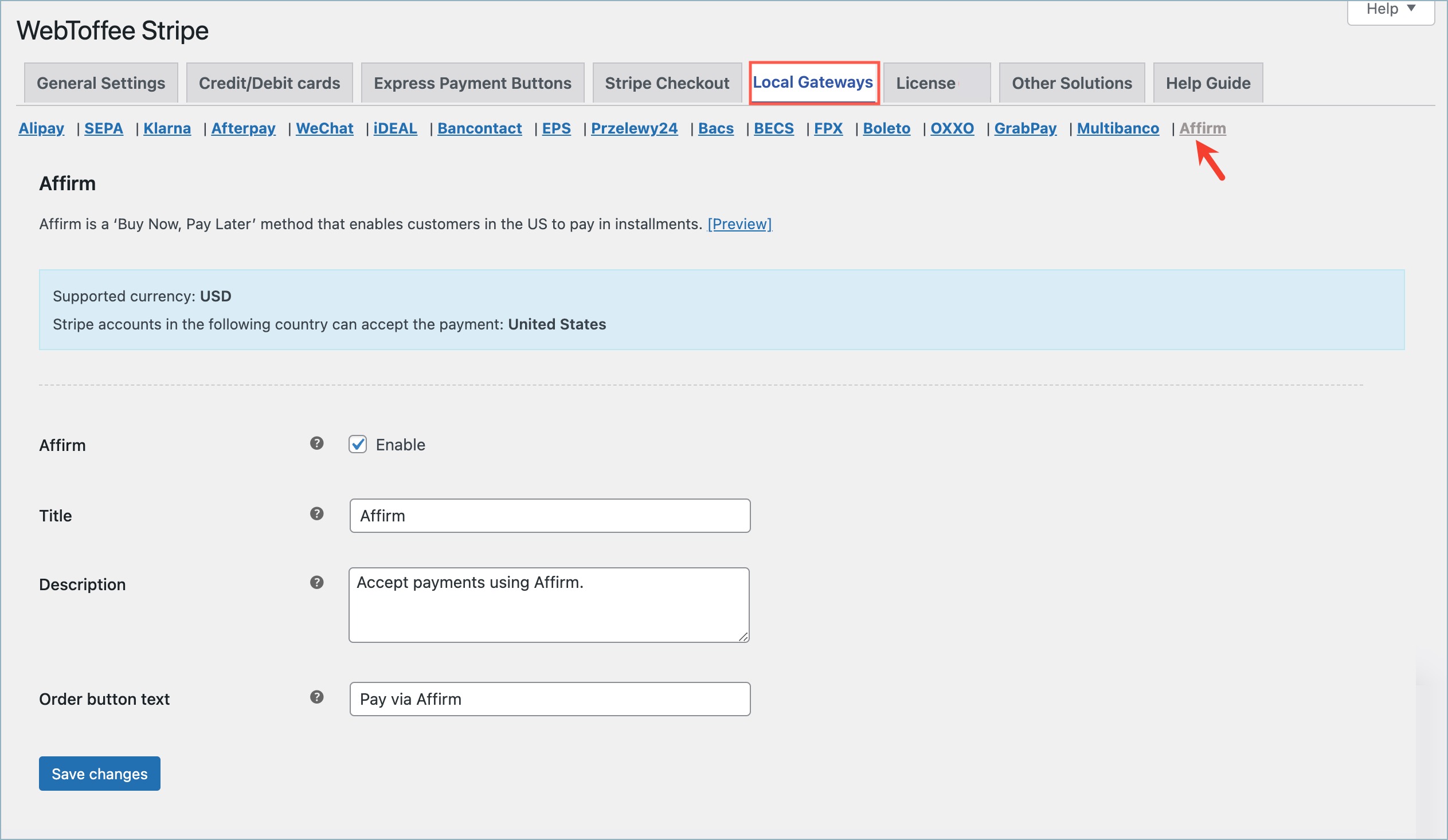 Set up Affirm Payment Method for a WooCommerce Store