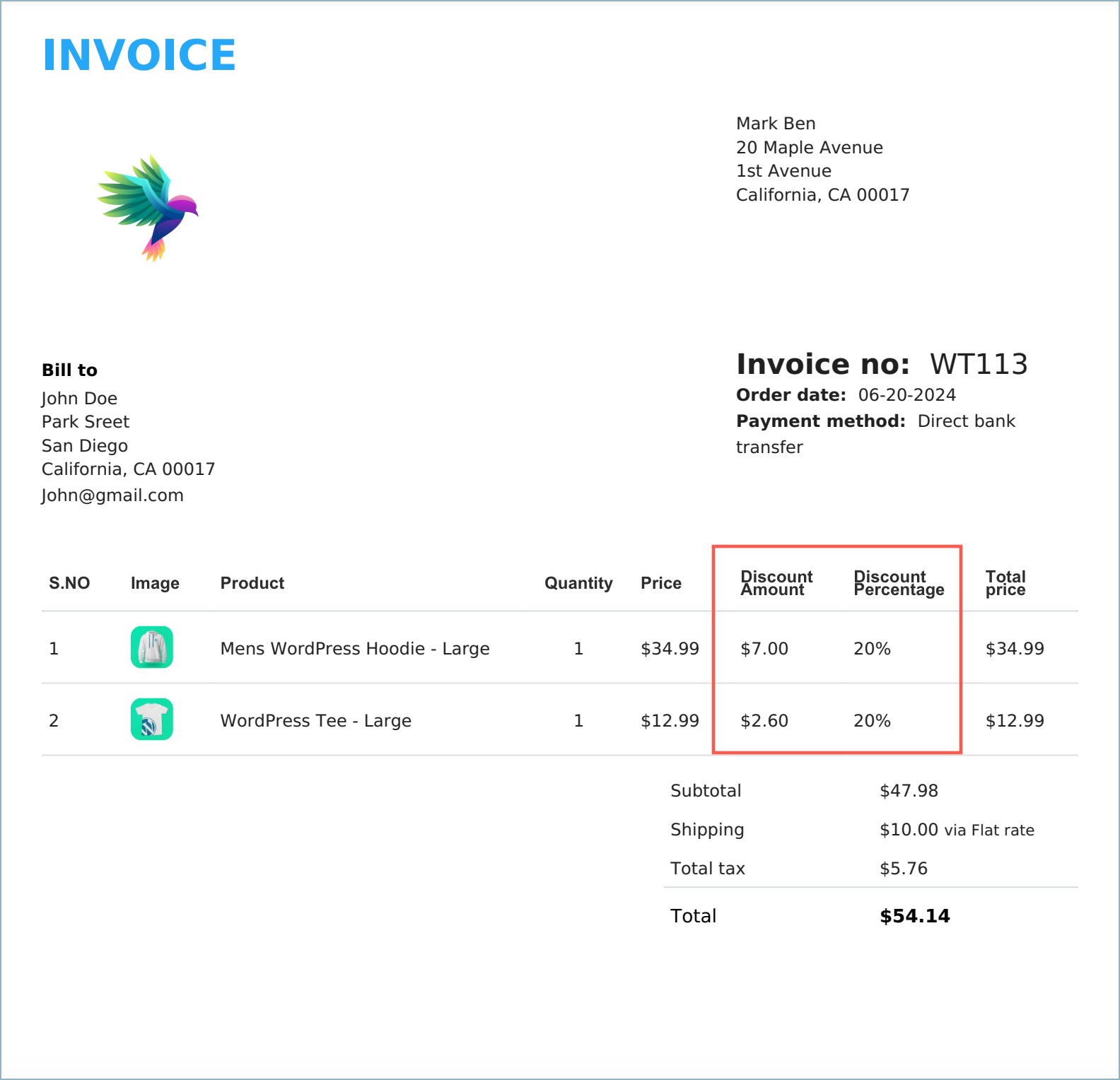 Display Product Wise Discounts and Discount Percentages